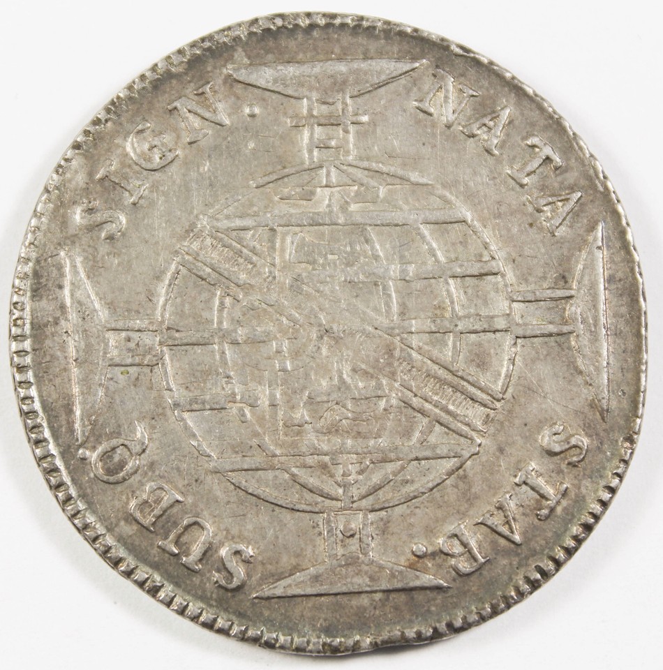 Brazil 1816 960 REIS 960R Silver Coin XF Toned Struck Over Mexican 8 ...
