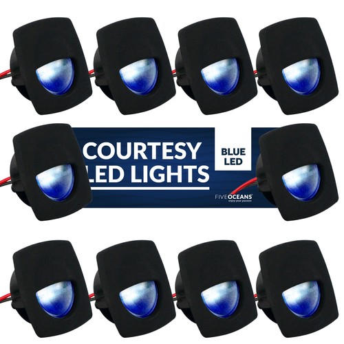 LED Companion Way Light 10 Pack Marine Courtesy Lights, Square, Blue ...