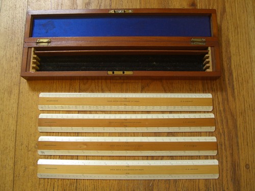 Antique John Davis & Son Derby Engine Divided Engineers Ruler Set (4) w ...