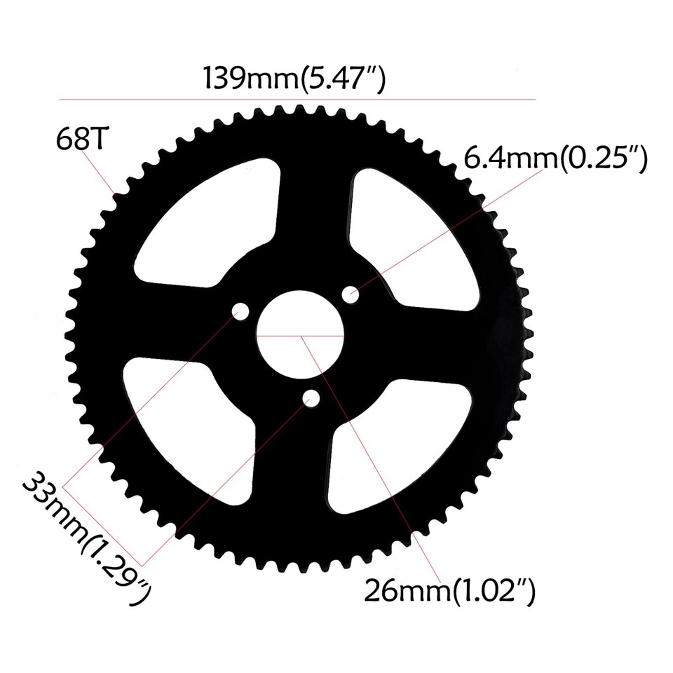25H Chain 136L +Front Rear Sprocket For 49cc ATV Mini Dirt Pocket Bike ...