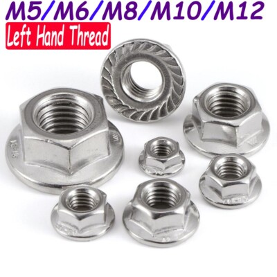 M5 M6 M8 M10 M12 Left Hand Thread Stainless Steel Serrated Hex Flanged ...