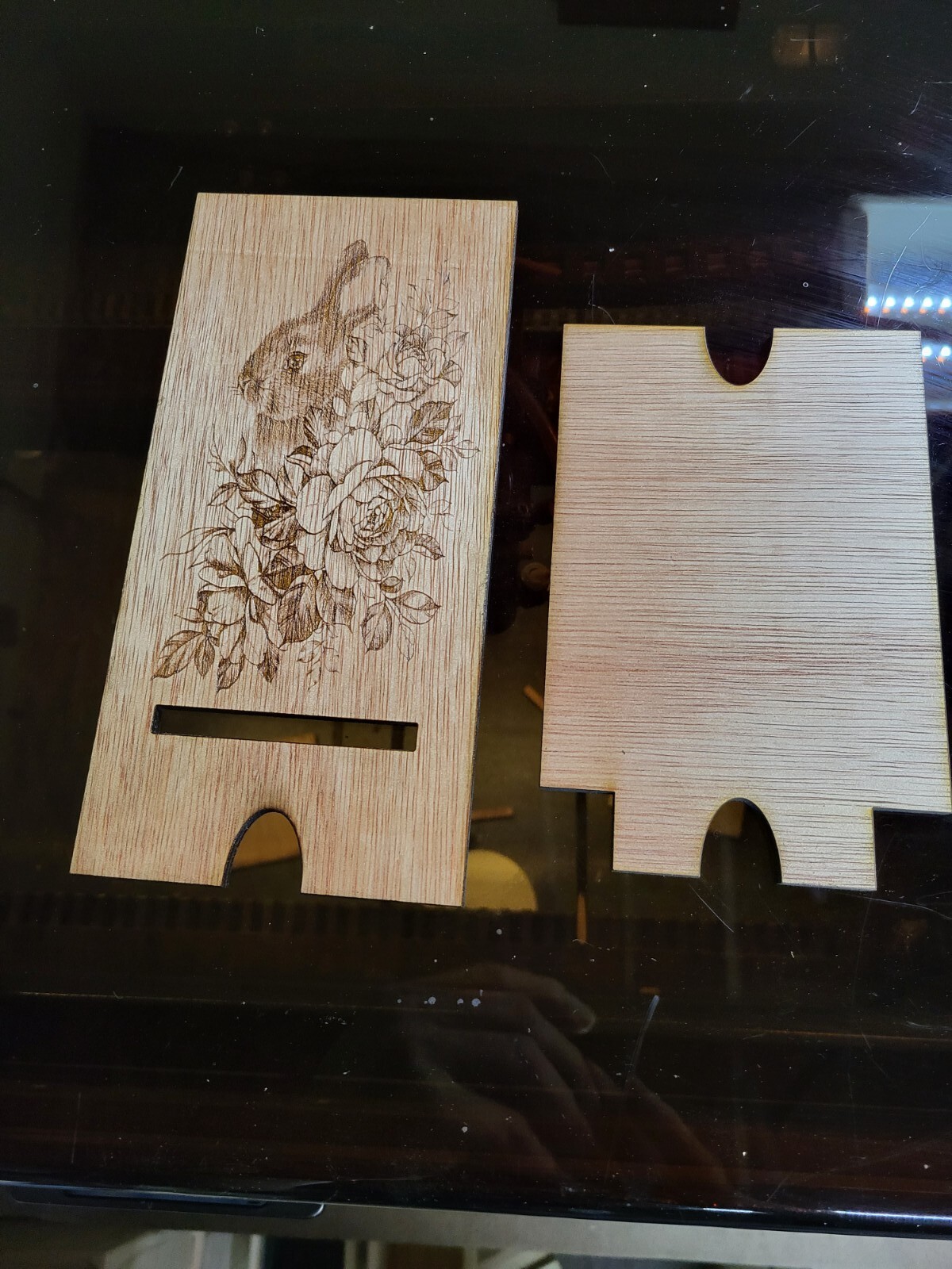 Cell Phone Stand Laser Engraved Rabbit With Flower | eBay