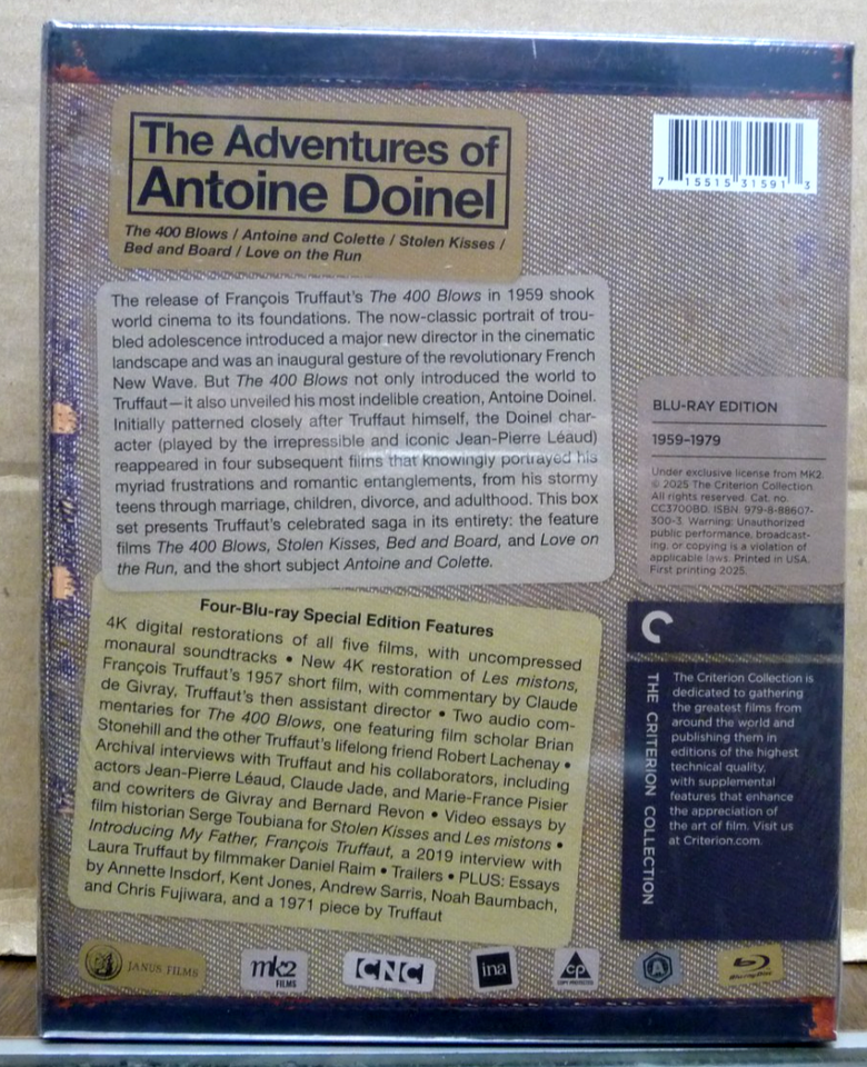 ADVENTURES OF ANTOINE DOINEL (Criterion Blu-ray Box Set 5 Film Truffaut ...
