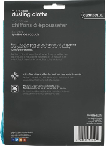 Casabella Microfiber 12" x 14" Cloth, Pack of 2, Blue 1 EA, Dusting 28484112101| eBay