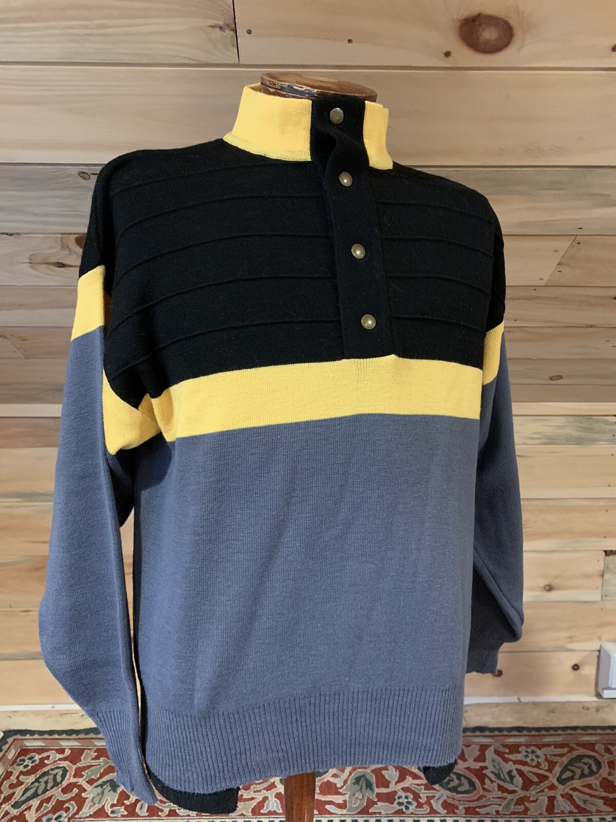 Mint Vintage 80s 90s SLALOM Wool Ski Sweater Batman Steelers Colors Men ...