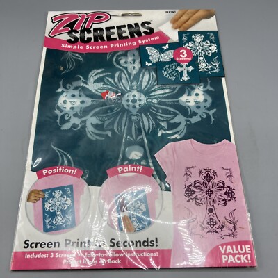 Zip Screens Screen Printing System Crafts Crafting Set of 3 Screens T ...
