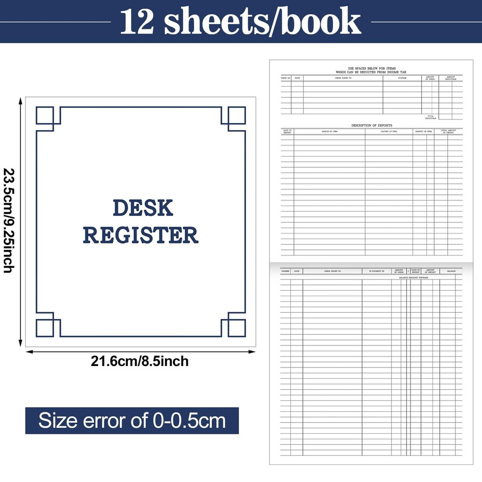 5 Pcs Check Desk Registers Checkbook Register for Business Checkbooks ...