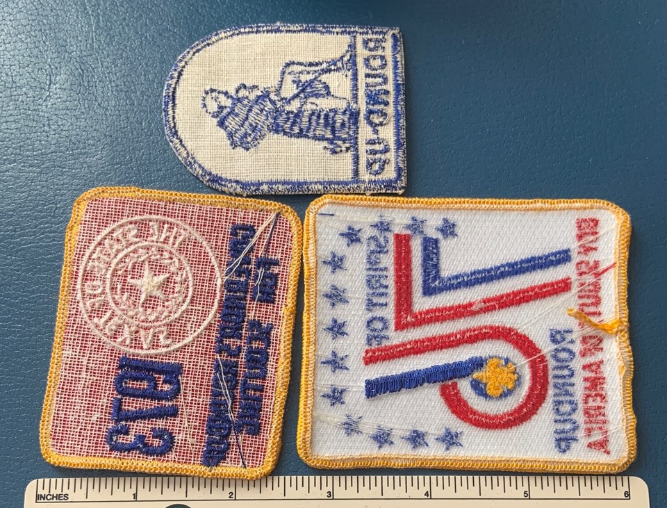 3 Vintage BOY SCOUTS OF AMERICA Roundup PATCHES BSA Uniform Badge ...