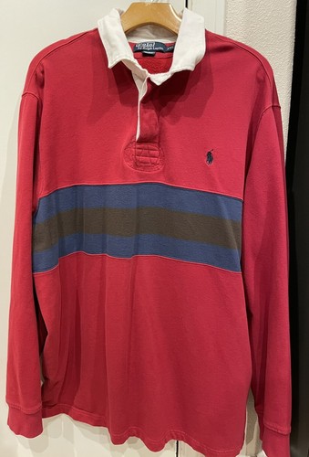 VTG Polo Ralph Lauren Long Sleeve Iconic Rugby Y2K Striped Kanye West ...