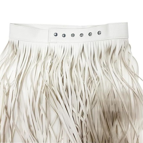 Leather Long Fringe Skirt Waist Belt, Adjustable Snap Buttons Best for ...