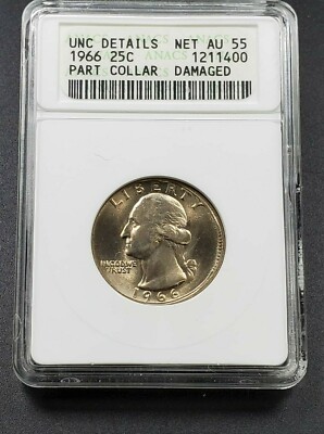 Partial Collar & Broadstrike Error 1966 P Washington Clad Quarter ANACS ...