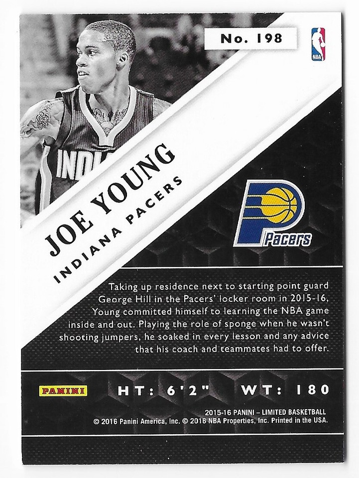Joe Young 2015-16 Panini Limited Rookie #198 /80 Indiana Pacers ...