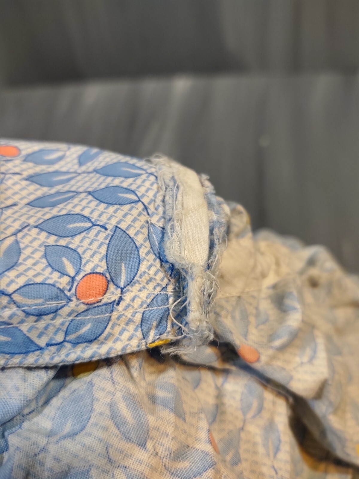 Vintage Pioneer Calico Bonnet Sunbonnet Hat light blu… - Gem