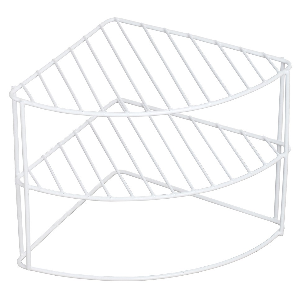 2 TIER FOLDABLE SHELF KITCHEN CABINET STORAGE STACKABLE CUPBOARD RACK ...