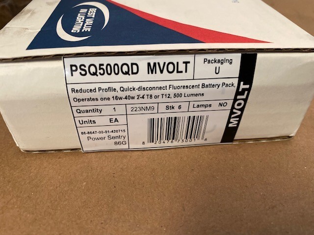 Power Sentry PSQ500QD MVOLT Fluorescent Battery Pack (NEW) 820476730016 ...