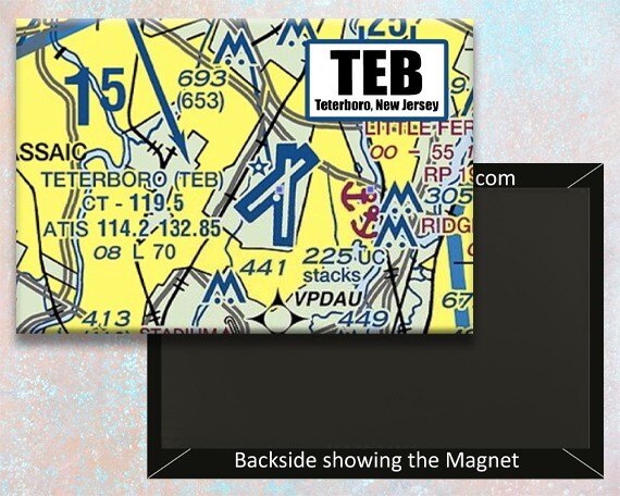TEB Teterboro Sectional Map Handmade 3.25" x 2.25" Fridge Magnet ...