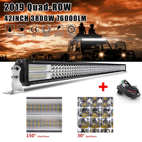 Quad row 42" inch 2400W LED LIGHT BAR SPOT FLOOD Combo OFF ROAD SUV For ...