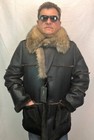 BLACK REAL SHEEPSKIN SHEARLING LEATHER REAL RACCOON WESTERN TRENCH Coat ...