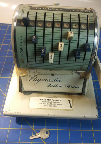 Vintage Paymaster 8000 Ribbon Writer Check Maker Stamp Embosser with ...