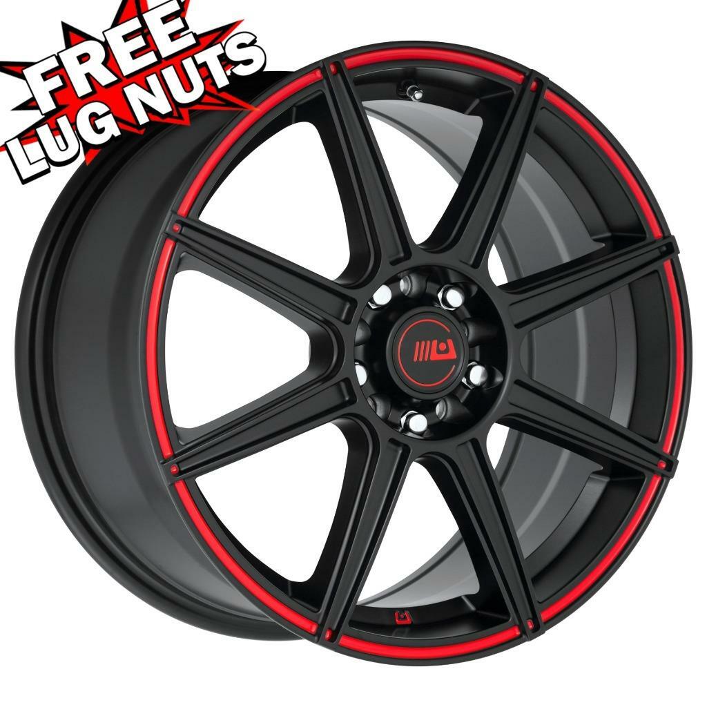 17 inch 17x7 Motegi MR142 CS8 BLACK RED wheels rims 4x4.25 4x108 +40 | eBay