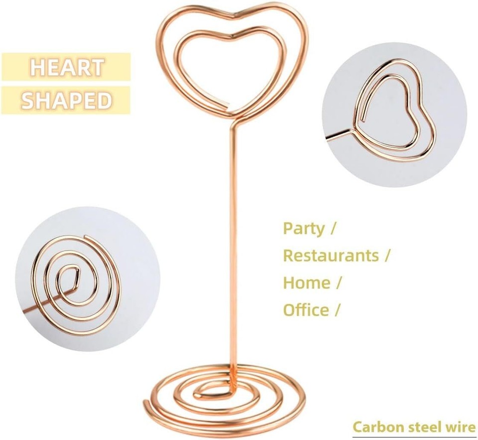 10 Pcs Heart Shaped Table Number Stand and Place Card Holder - Mini ...