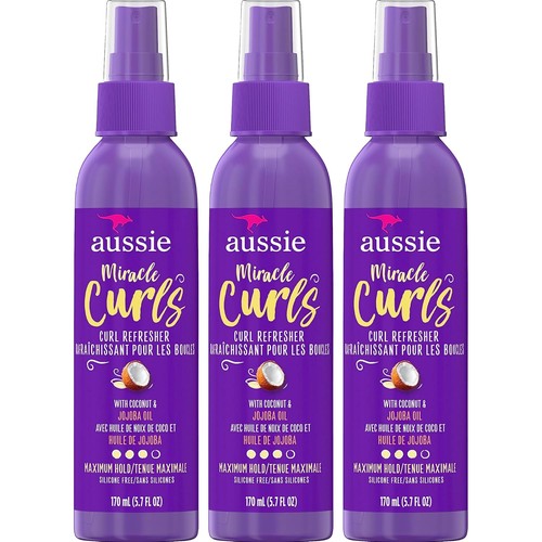 Aussie Miracle Curls Refresher Spray Gel With Coconut & Jojoba Oil, 3 ...