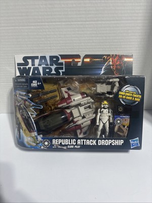 Star Wars Clone Wars Republic Attack Dropship w/Clone Pilot - RARE New ...