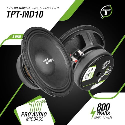 Timpano TPT-MD10 10 Inch Midbass Speaker Pro Audio 800 Watts, 8 Ohm Mid ...