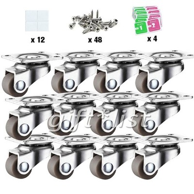 12 Stk Kleine Möbelrollen Lenkrollen 360 Grad Mini Räder Rollenrad Aus ...