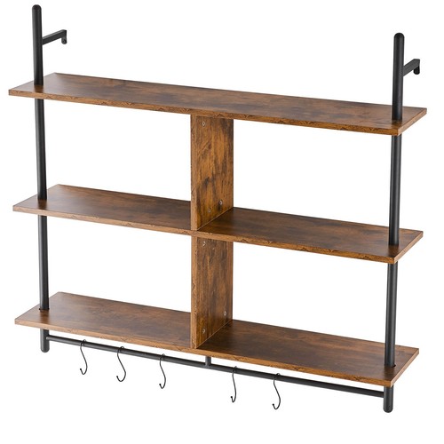 VEVOR Industrial Pipe Shelf 3 Tier 41.5x9.84in Wall-Mount Floating ...
