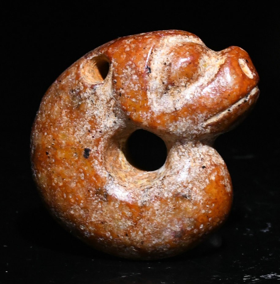 2" Old Chinese Hongshan Culture Jade Carved Yu Pig Dragon Hook Gou ...