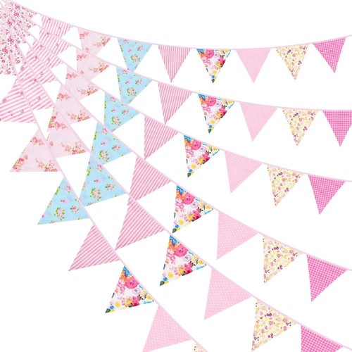33Ft Floral Triangle Flags, Vintage Bright Triangle Pennants, Bunting ...