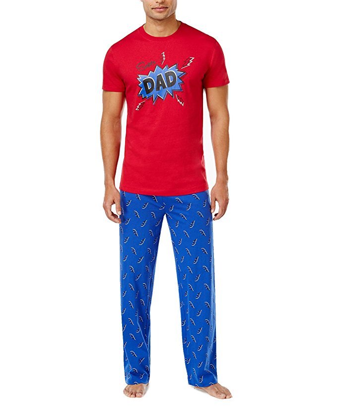 Family PJs Men's Super Dad Thunder Bolts Pajama Set Red / Blue XL | eBay