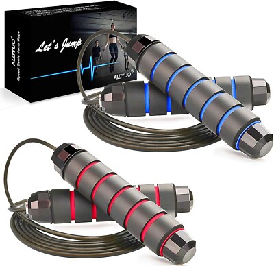 2 Pack Adjustable Jump Rope For Workout Fitness Jump Rope For Men Women ...