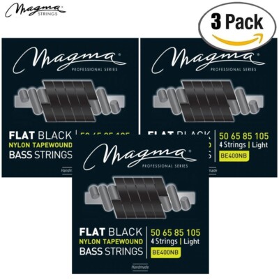 3-PACK Magma BE400NB Black Nylon Tapewound Bass Strings Light 50-105 | eBay
