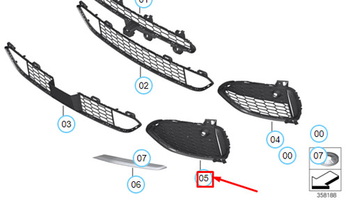 NEW BMW X5 F15 FRONT BUMPER RIGHT SIDE CLOSED M GRILL 51118064636 OEM ...