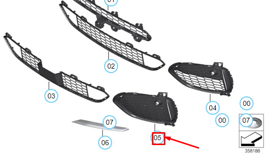 NEW BMW X5 F15 FRONT BUMPER RIGHT SIDE CLOSED M GRILL 51118064636 OEM ...