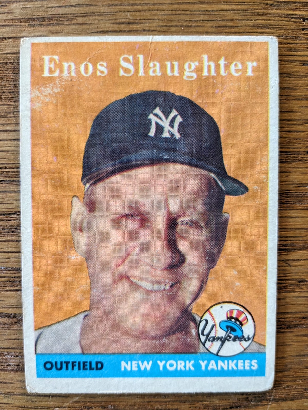 1958 Topps - #142 Enos Slaughter, NY Yankees, HoF, Crease, VG- | eBay
