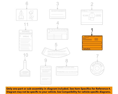 MAZDA OEM 09-10 CX-9 Labels-Emission Label CA0269036A | eBay