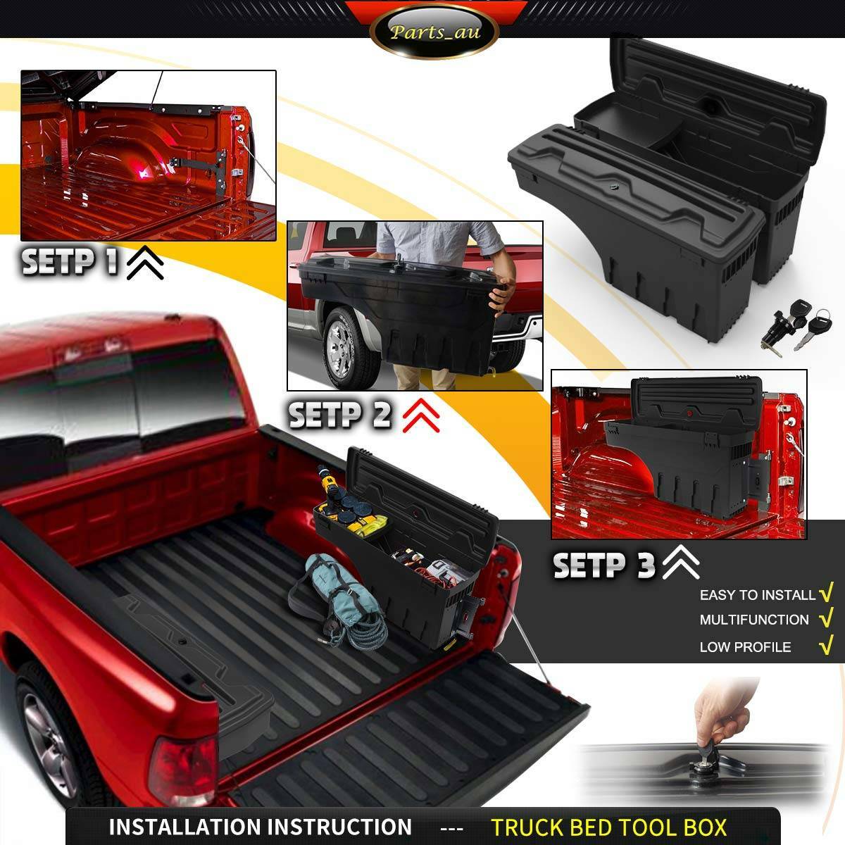 2x Trunk Tray Storage Tool Boxes Rear LH+RH for Nissan Navara NP300 D23 ...