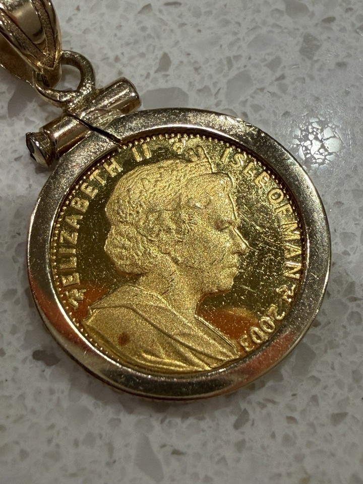 24k Yellow Gold Isle of Man Cat Coin On A 14k Bezel Pendant | eBay