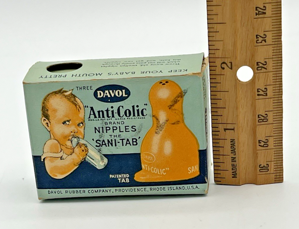 Vintage Advertising Box With Cute Baby Davol Baby Bottle Nipple Anti ...