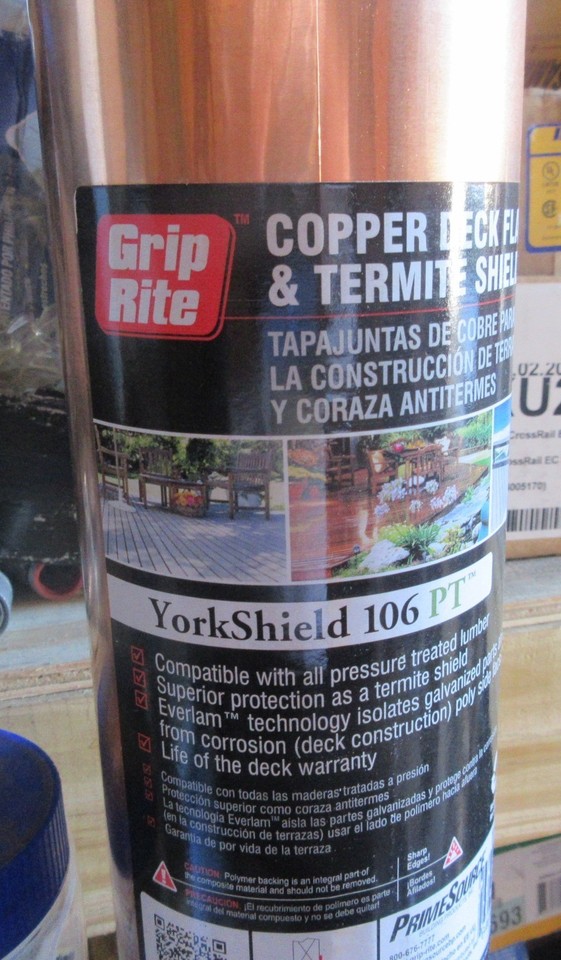 Grip Rite York 106 PT Copper Deck Flashing & Termite Shield 16" W x 20 ...