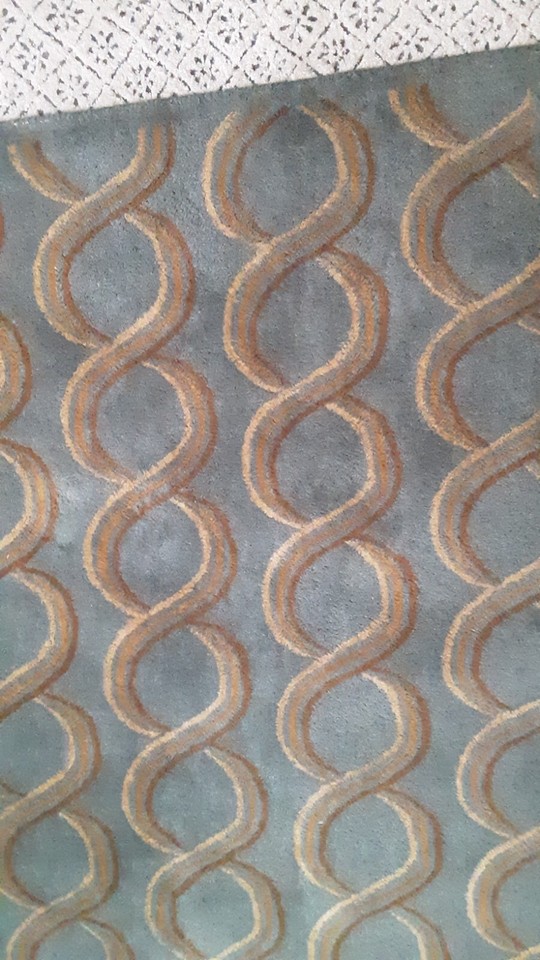 Ashley Hand-tufted Green Wool 5x8 Rug with Tannish Brown Scrolls ...