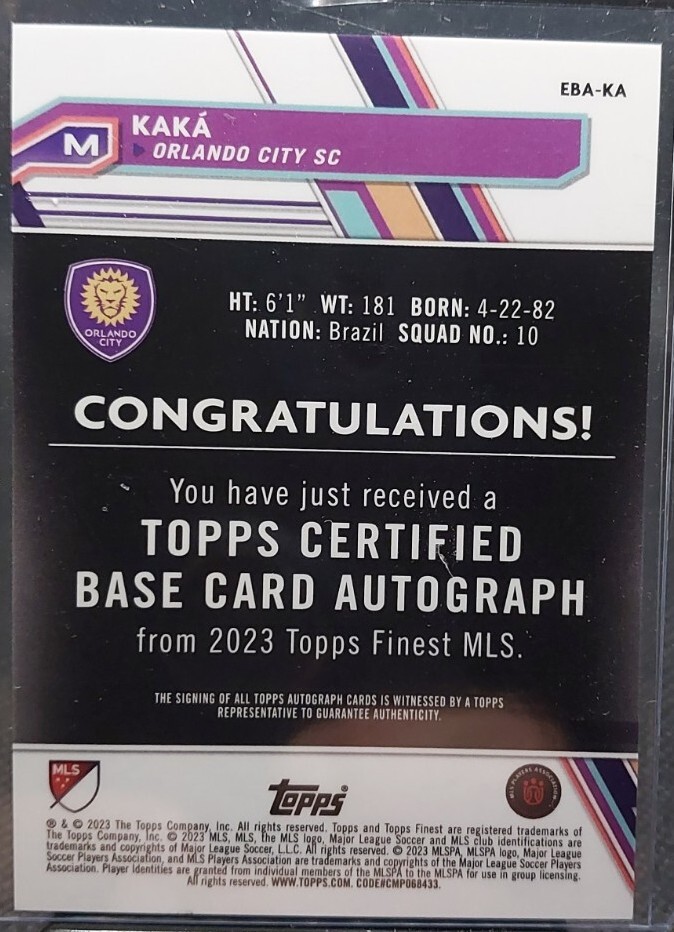 2023-24 Topps Finest MLS Legend Kaka Autograph Refractor #'d 01/25 | eBay