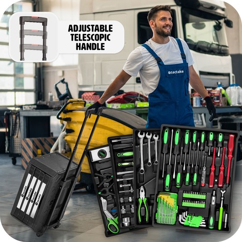 899 pc tool box with tools kit storage mobile trolley on wheels with 4 ...