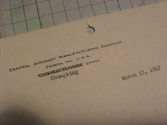 WWII RARE AVG FLYING TIGERS CAMCO DOCUMENT AND BRITISH DFC RIBBON ...