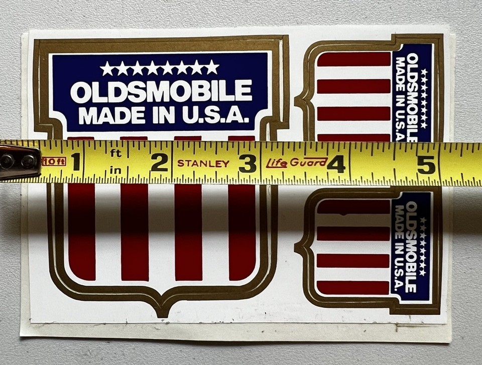 VINTAGE OLDSMOBILE MADE IN USA SHIELD WINDOW DECAL STICKERS (NEW OLD ...