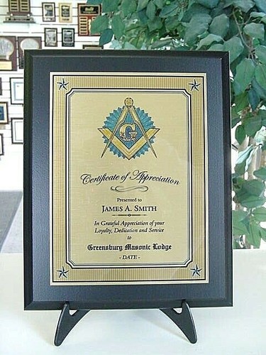 MASONIC PLAQUE MASONS AWARD BEAUTIFUL 9x12 FREE LETTERING *^ | eBay
