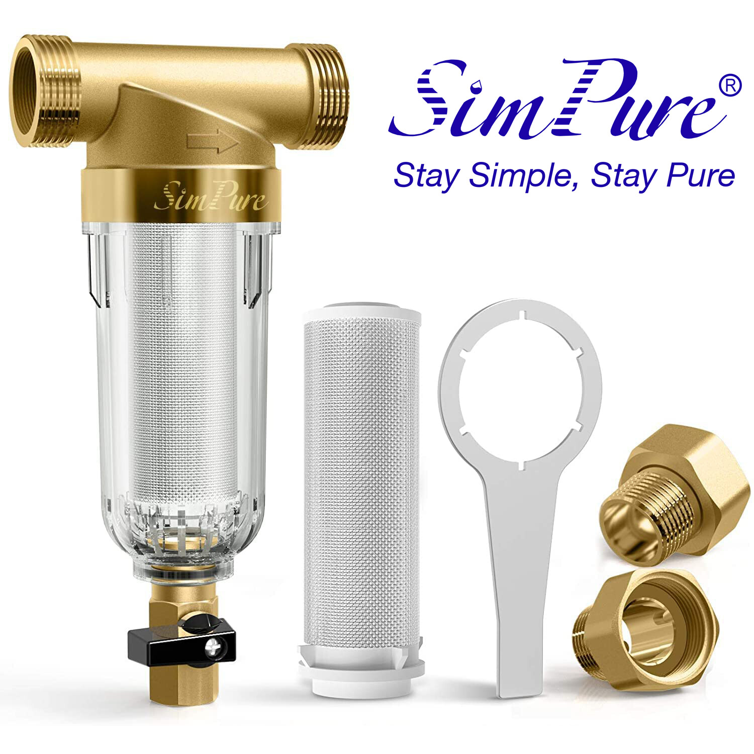 SimPure Reusable Whole House Spin Down Pre-Filter to Remove Sediment ...